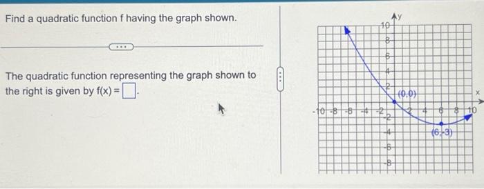 Solved Find A Quadratic Function F Having The Graph Shown 0748