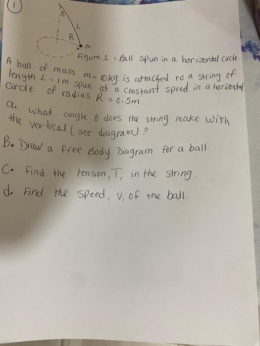 Solved A ball of mass : Ball spun in a horizontal circle. | Chegg.com