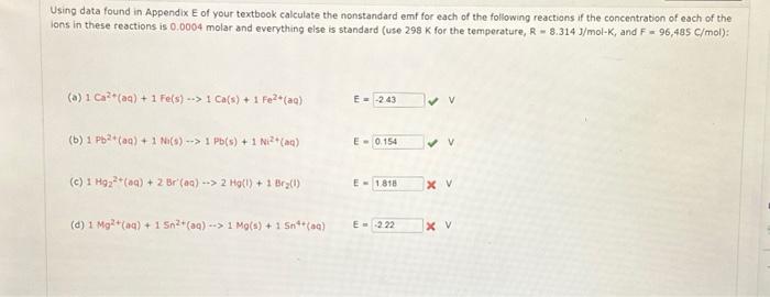 Solved Using data found in Appendix E of your textbook | Chegg.com