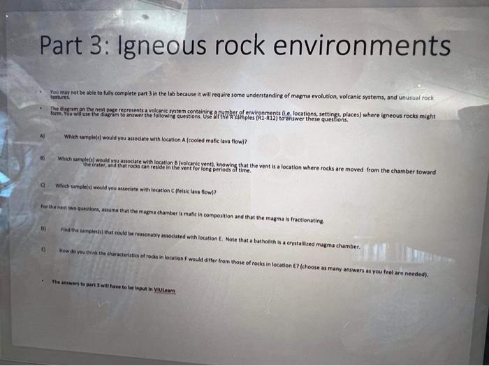 Solved Part 3: Igneous rock environments You may not be able | Chegg.com