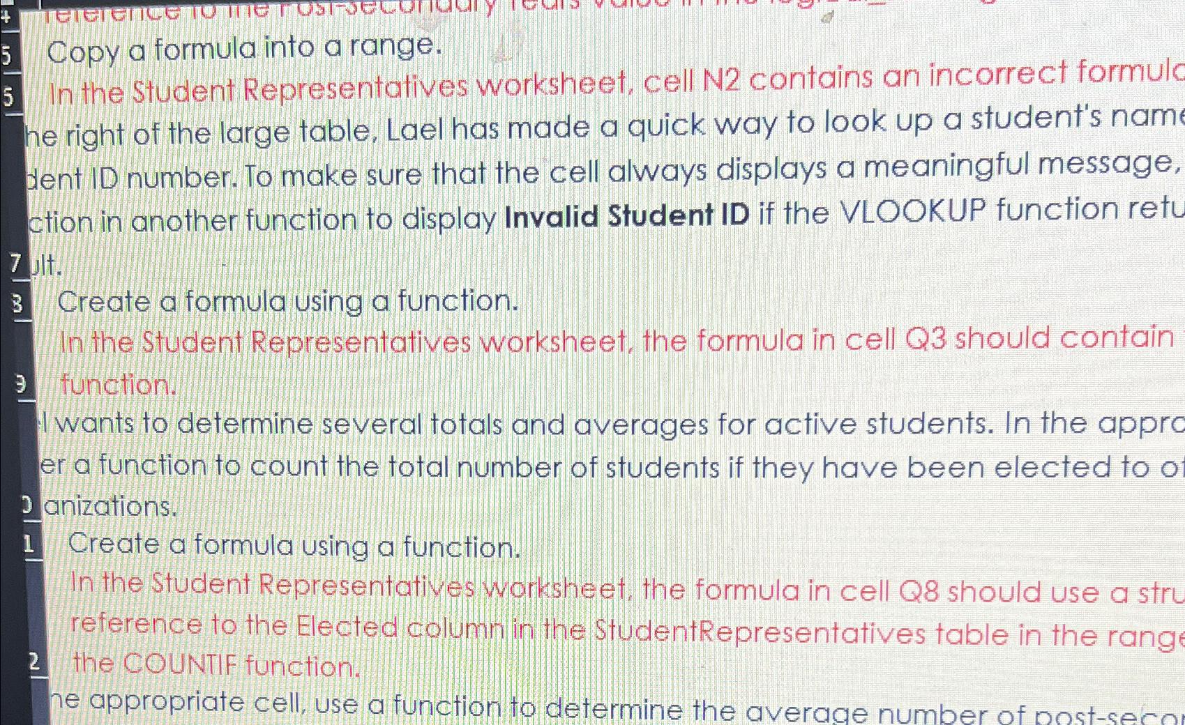 Solved Copy a formula into a range.In the Student | Chegg.com