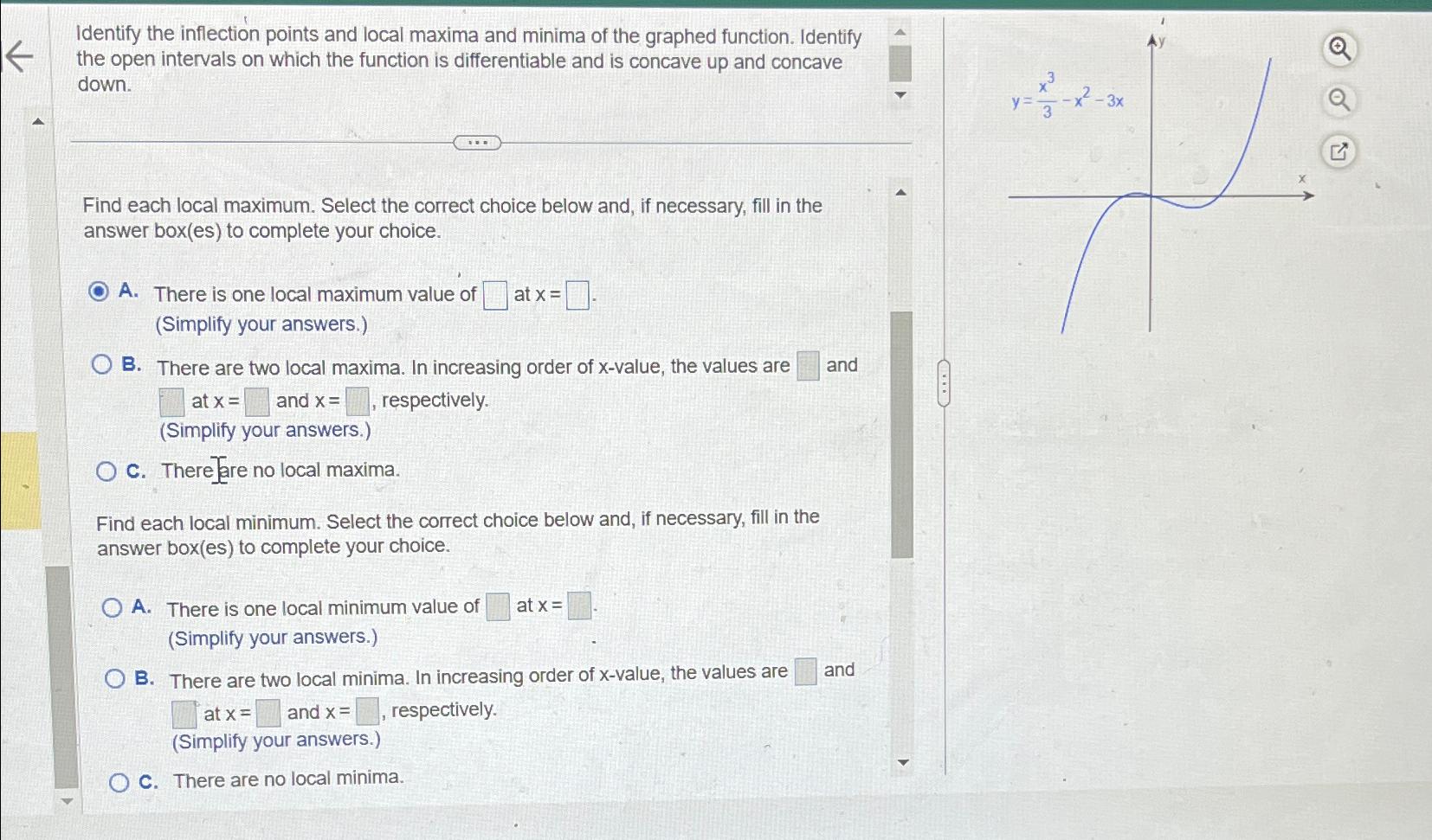 Solved Identify the inflection points and local maxima and | Chegg.com