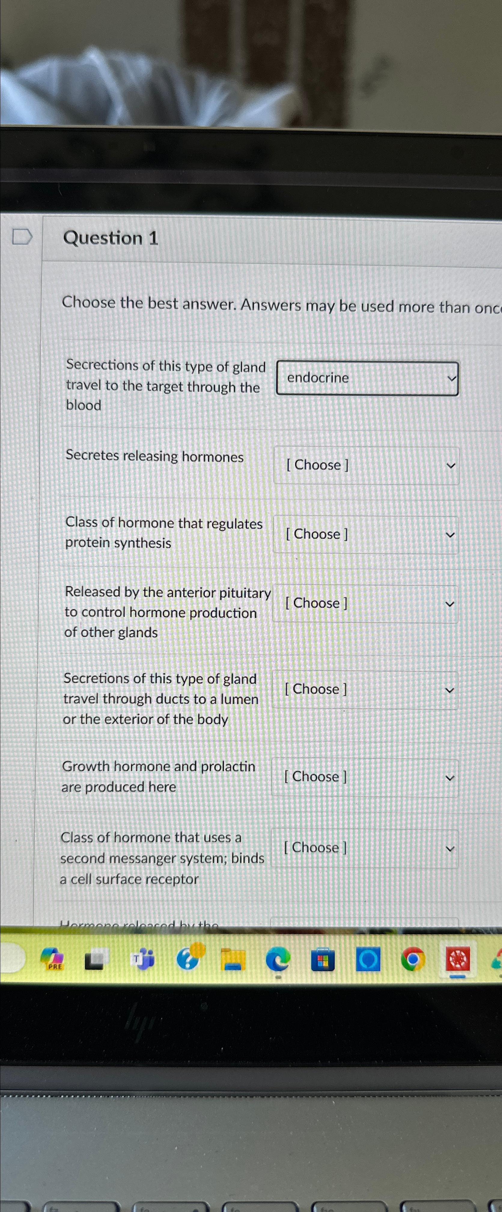 Solved Question 1Choose the best answer. Answers may be used | Chegg.com