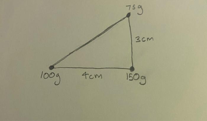 Solved find center of mass of three mass system shown below. | Chegg.com
