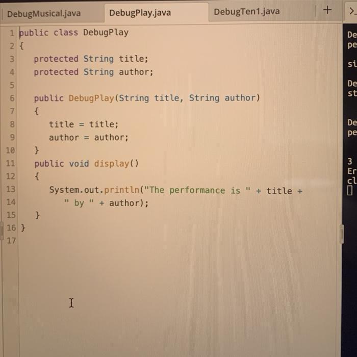 Solved Instructions >_Terminal + Debug Musical.java | Chegg.com