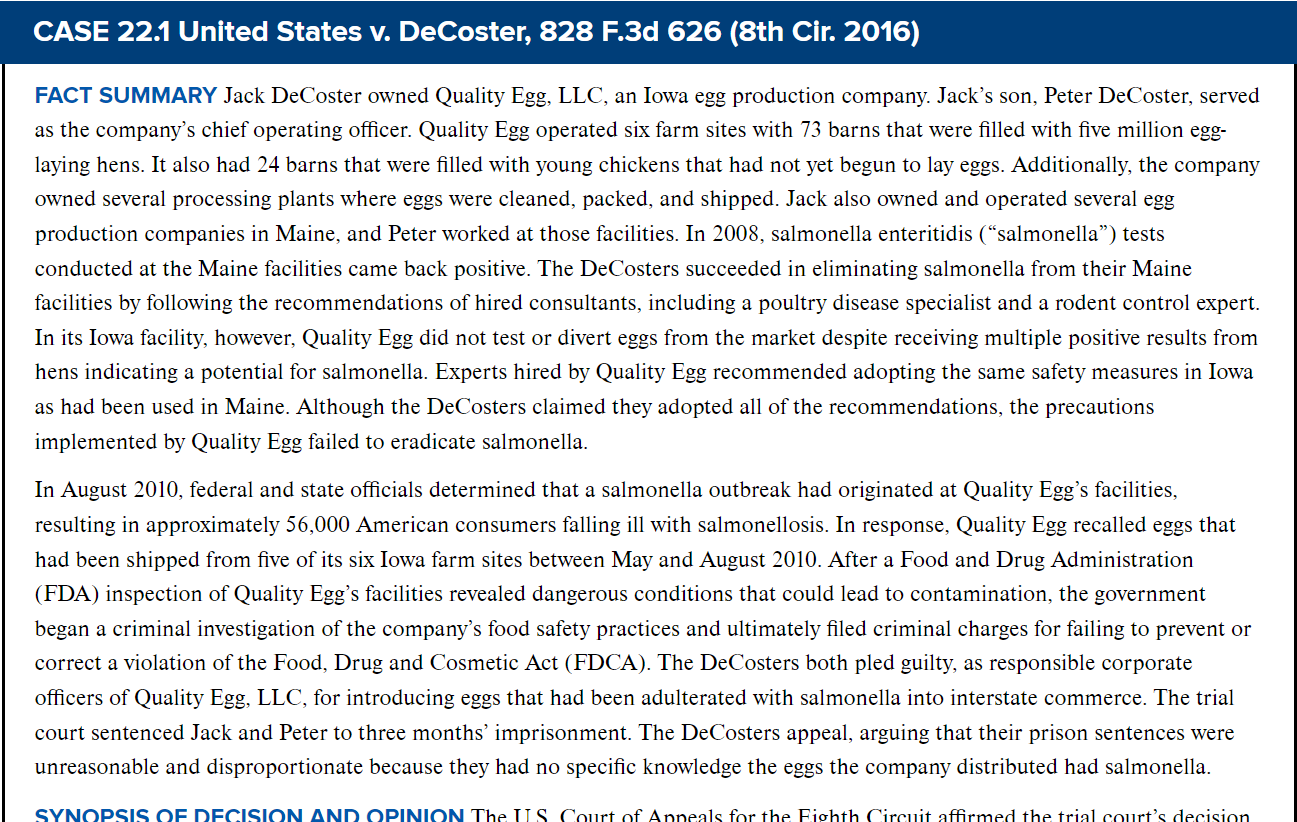 Solved CASE 22.1 ﻿United States v. ﻿DeCoster, 828 ﻿F.3d | Chegg.com