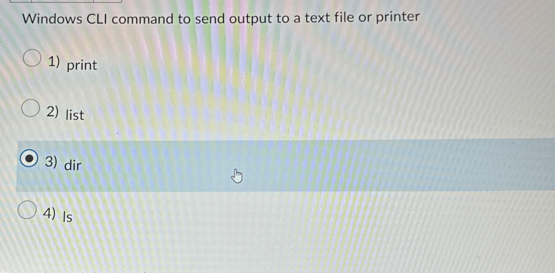 Solved Windows CLI command to send output to a text file or | Chegg.com