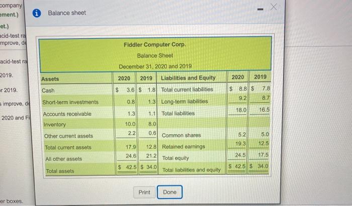 Solved Fiddler Computer Corp, a technology support company | Chegg.com
