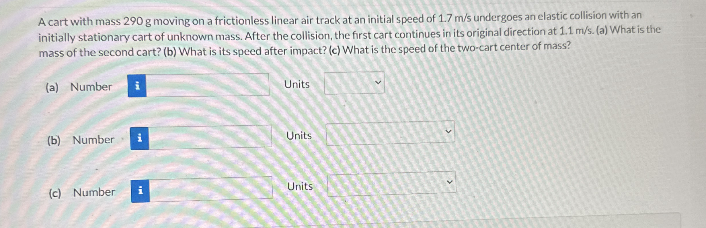 Solved A cart with mass 290 ﻿g moving on a frictionless | Chegg.com