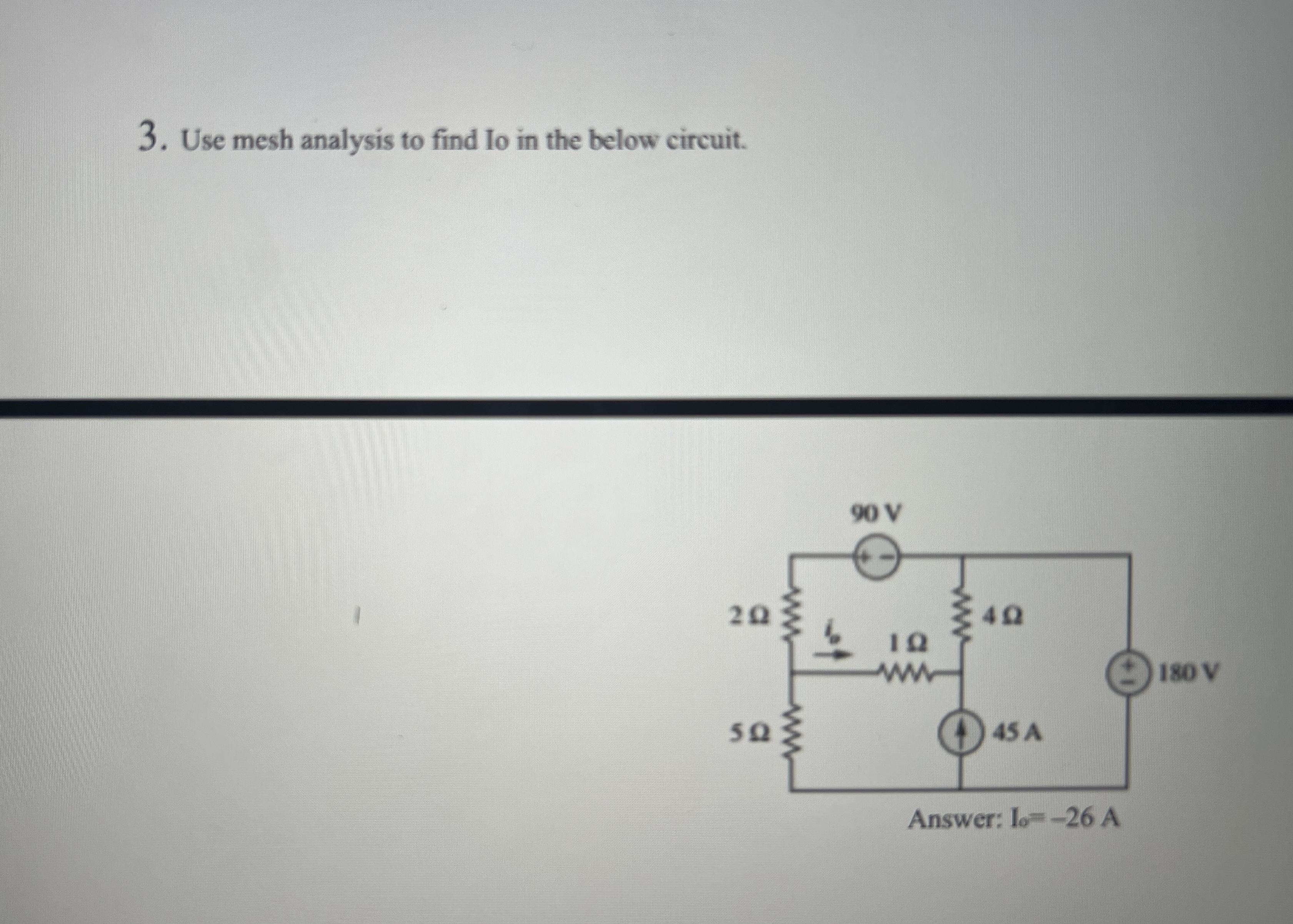 Use mesh analysis to find Io in the below circuit. | Chegg.com