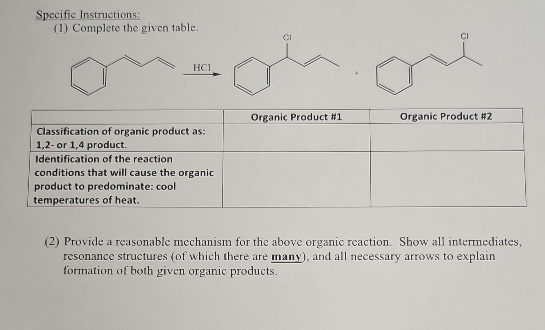 Solved Specific Instructions:(1) ﻿Complete the given | Chegg.com