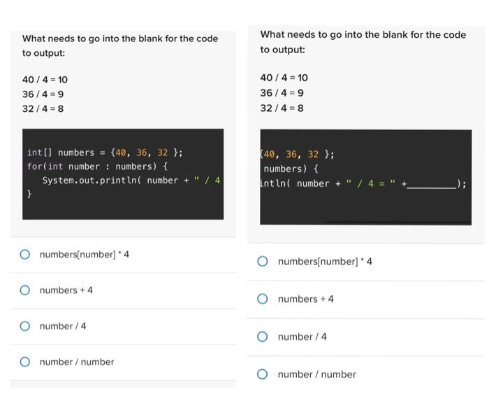 Solved What needs to go into the blank for the code What | Chegg.com