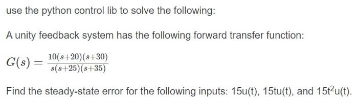 Solved use the python control lib to solve the following: A | Chegg.com