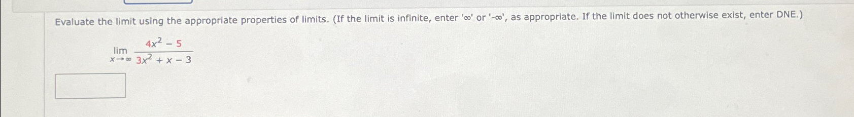 Solved Evaluate the limit using the appropriate properties | Chegg.com