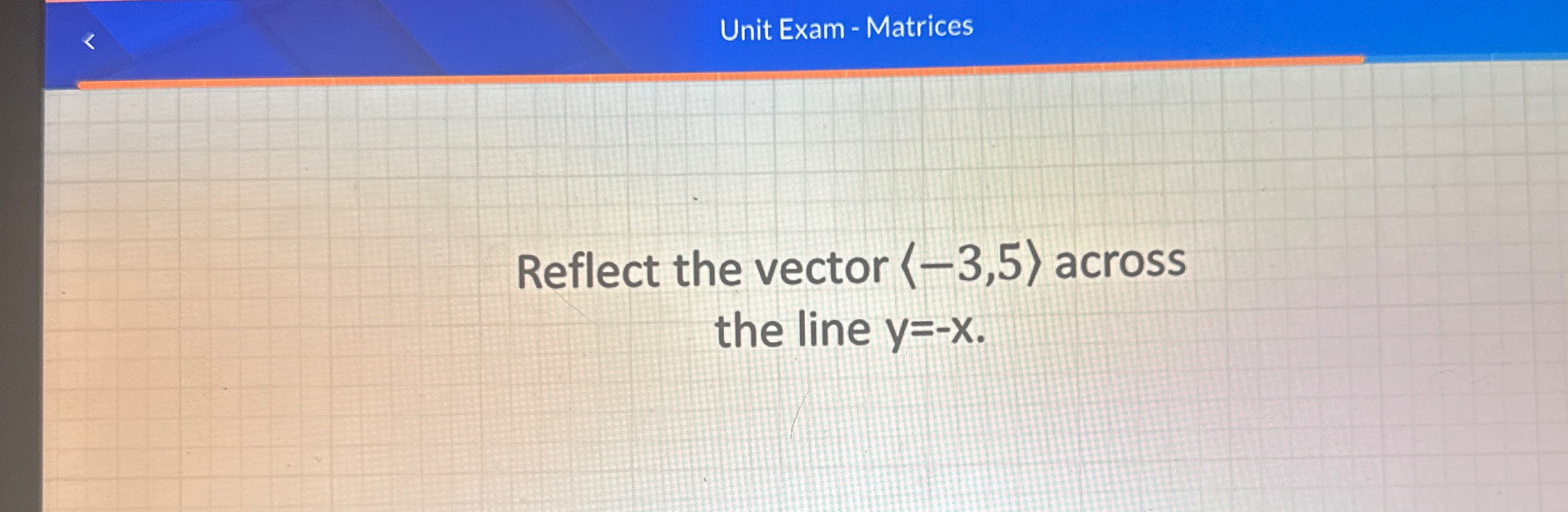 Solved Unit Exam - ﻿MatricesReflect the vector (:-3,5:) | Chegg.com