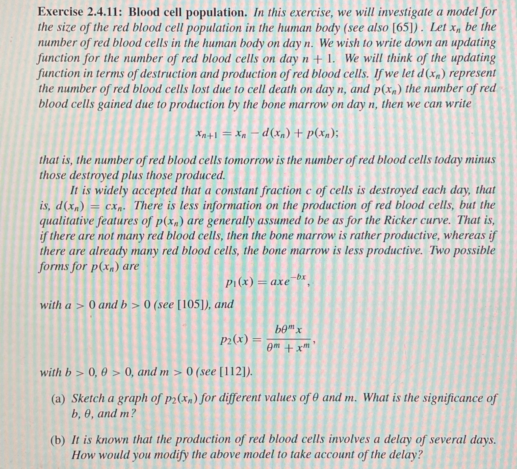 Exercise 2.4.11: Blood cell population. In this | Chegg.com