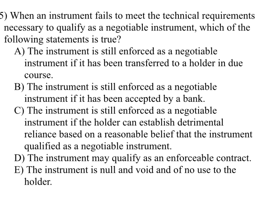 Solved When an instrument fails to meet the technical | Chegg.com