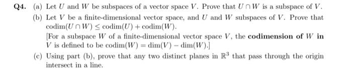 Solved 24. (a) Let U and W be subspaces of a vector space V. | Chegg.com