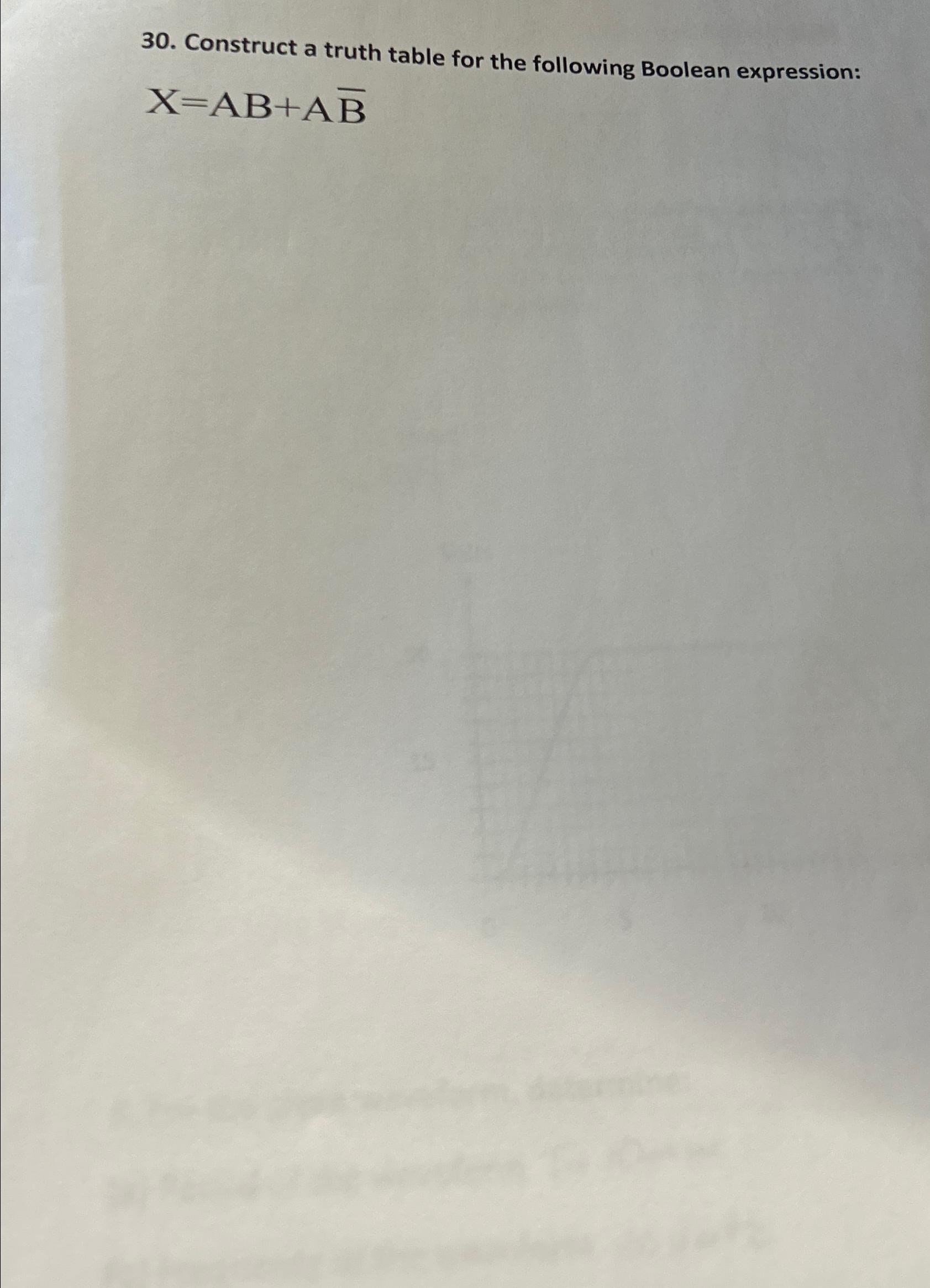 Solved Construct a truth table for the following Boolean | Chegg.com