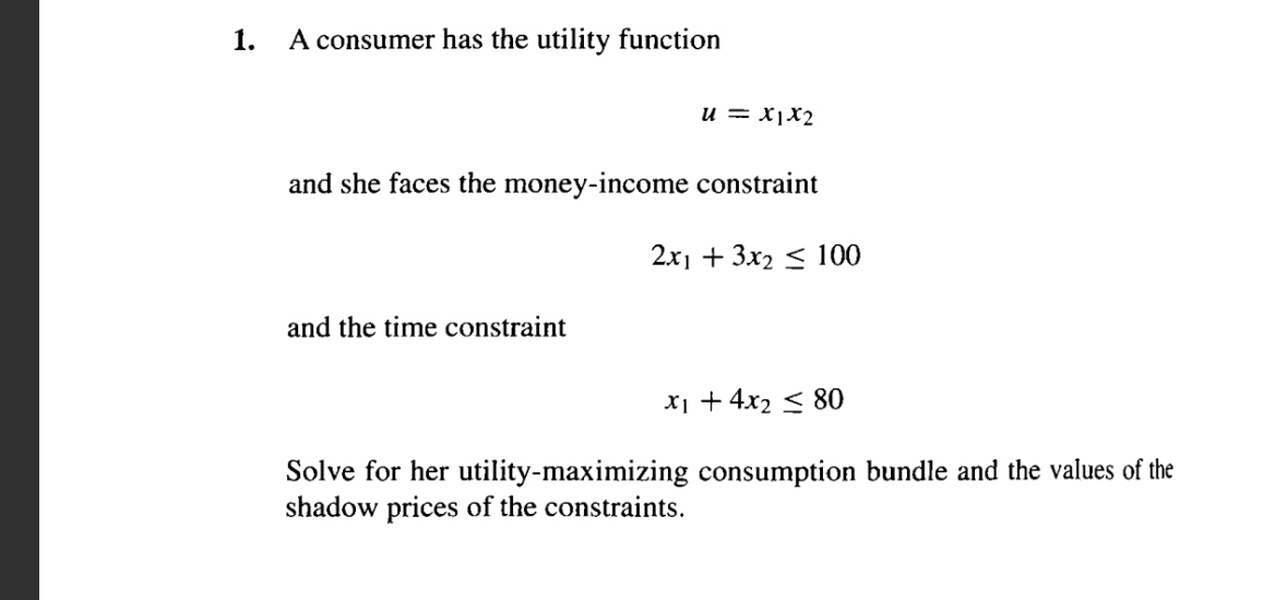 Solved A consumer has the utility functionu=x1x2and she | Chegg.com