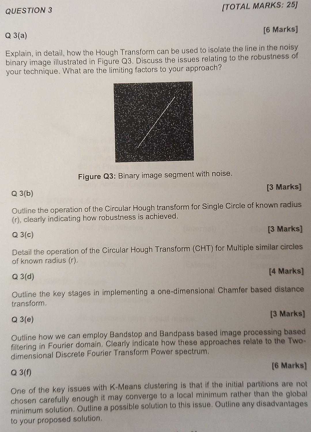 Solved Q 3(a) [6 Marks] Explain, in detail, how the Hough | Chegg.com