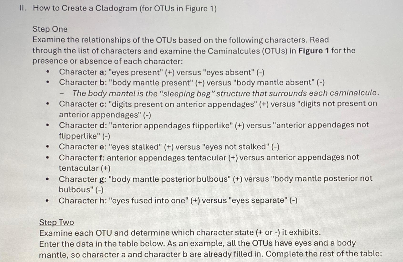Solved II. ﻿How to Create a Cladogram (for OTUs in Figure | Chegg.com