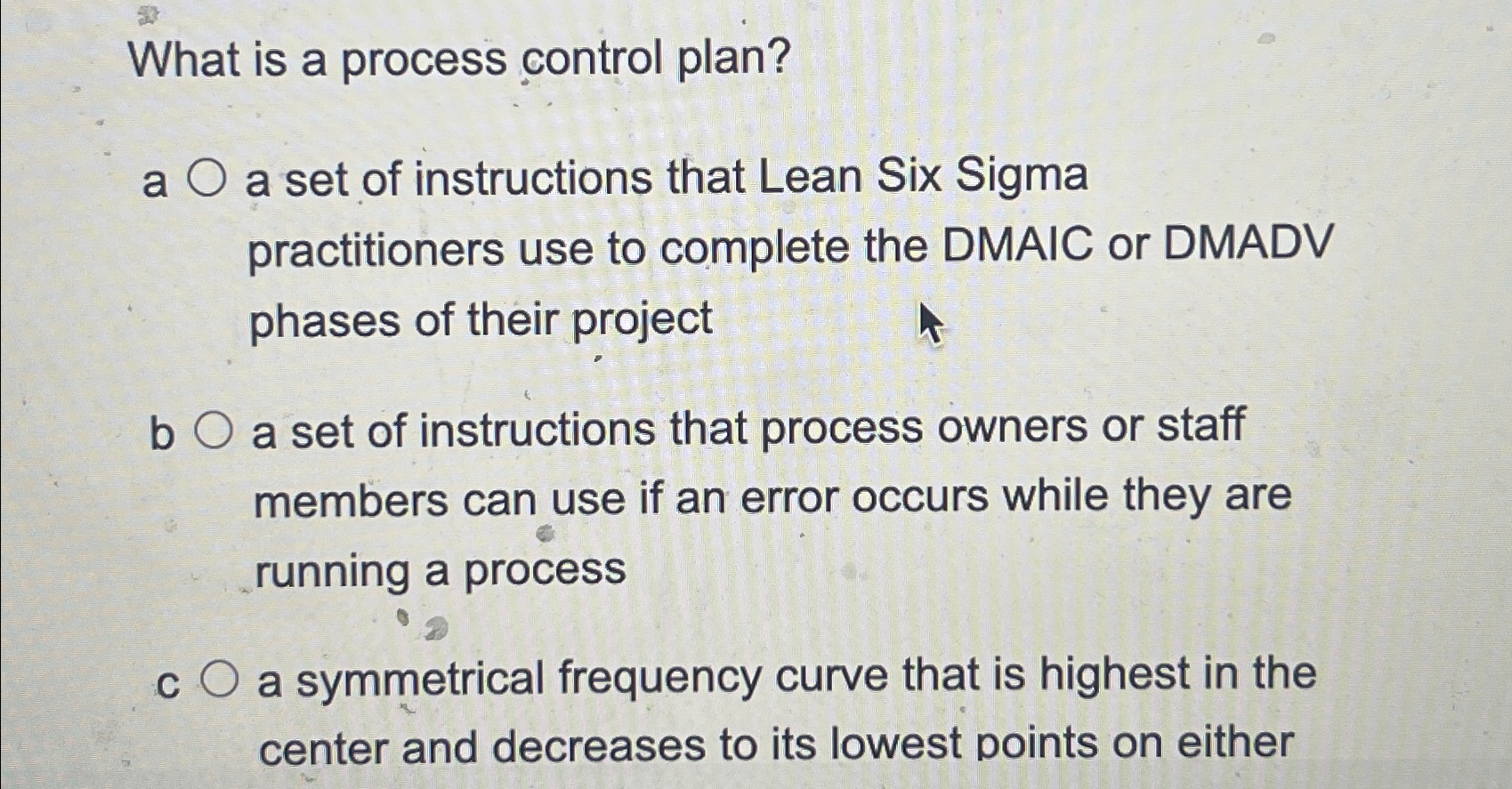 Solved What is a process control plan?a a set of | Chegg.com