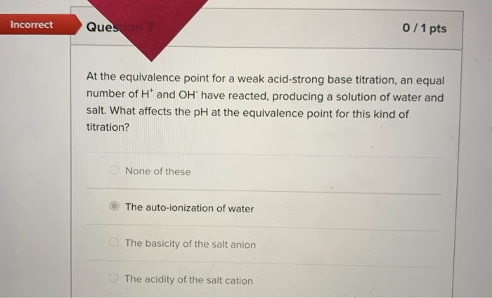 Solved You will observe a weak acid-strong base titration in | Chegg.com