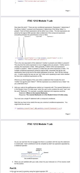 Can anyone do this for me? Lab 7 for ITSC 1212 | Chegg.com