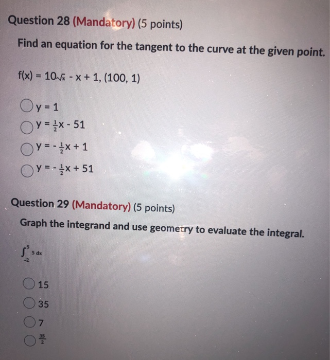 Solved Question 28 (Mandatory) (5 points) Find an equation | Chegg.com