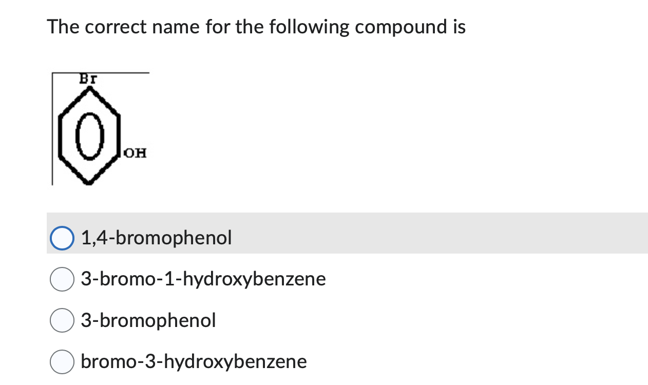 Solved The correct name for the following compound | Chegg.com