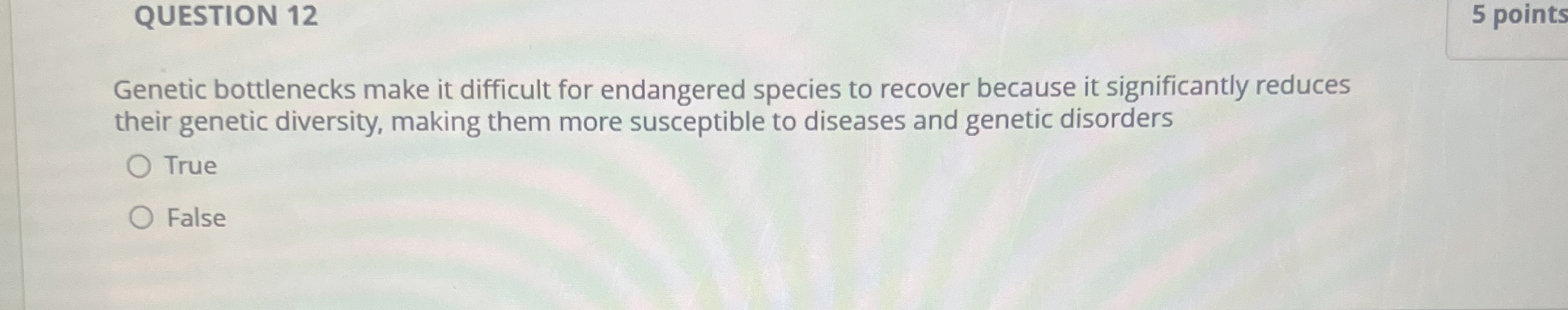 Solved QUESTION 125 ﻿pointsGenetic bottlenecks make it | Chegg.com