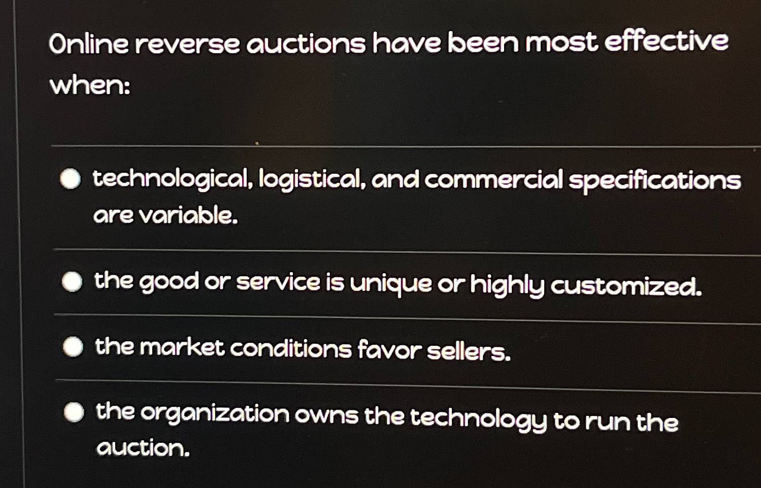 Solved Online reverse auctions have been most effective | Chegg.com