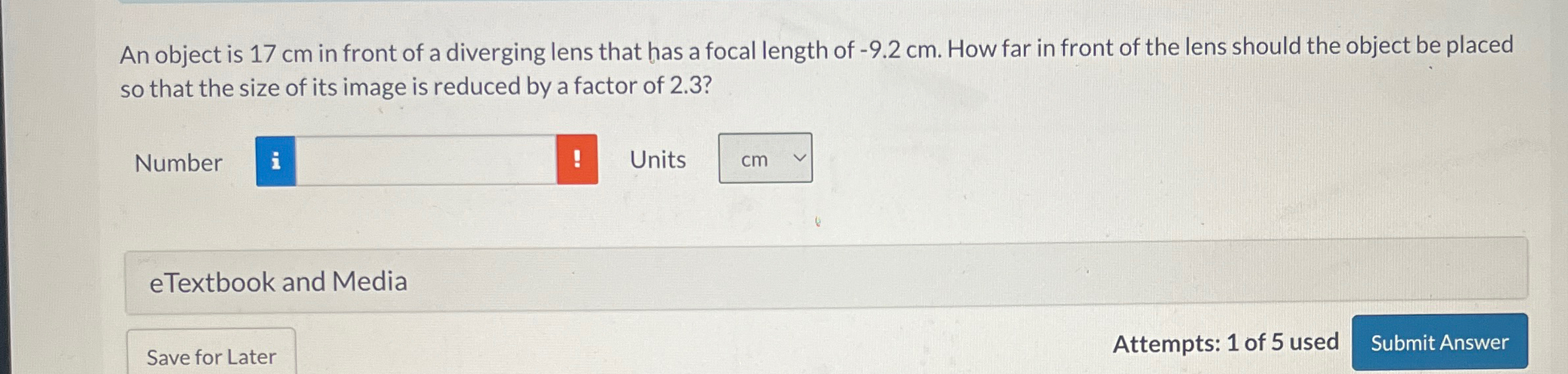Solved An object is 17cm ﻿in front of a diverging lens that | Chegg.com