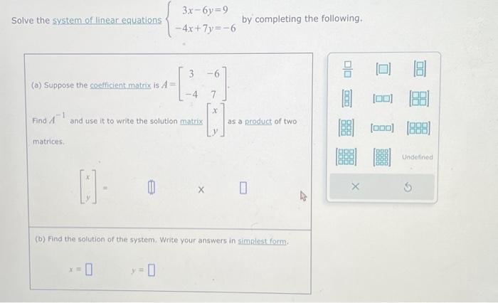 Solved Solve the system of linear equations | Chegg.com
