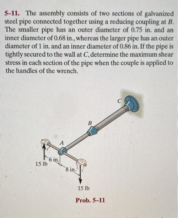 Solved 5-11. The assembly consists of two sections of | Chegg.com