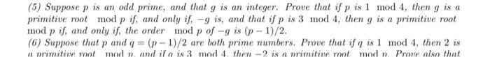 Solved (5) Suppose p is an odd prime, and that g is an | Chegg.com