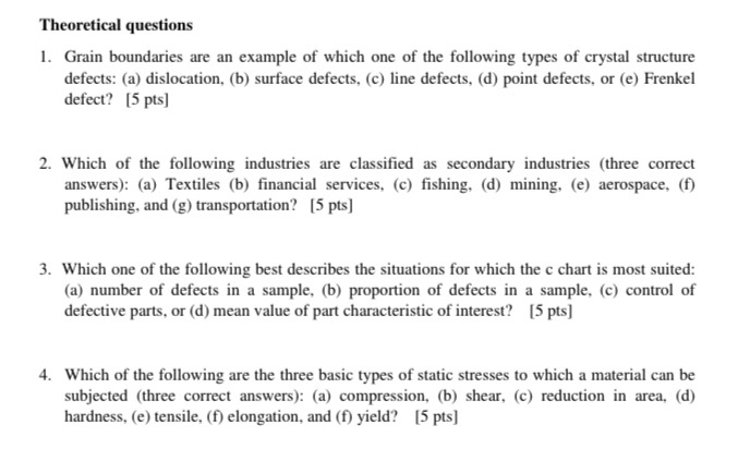 Solved Theoretical questions 1. Grain boundaries are an | Chegg.com