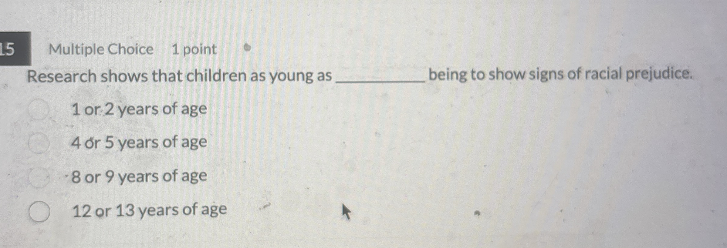 Solved 15Multiple Choice1 ﻿pointResearch shows that children | Chegg.com