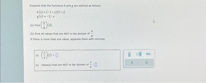 Solved Suppose that the functions h and g are defined as | Chegg.com