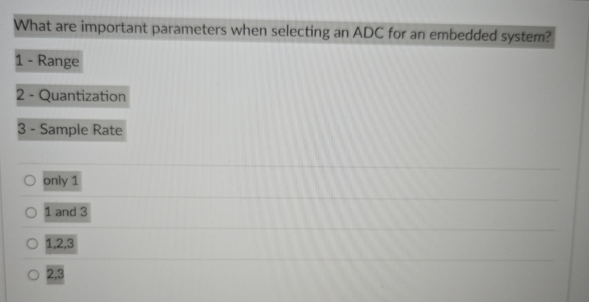 Solved What are important parameters when selecting an ADC | Chegg.com