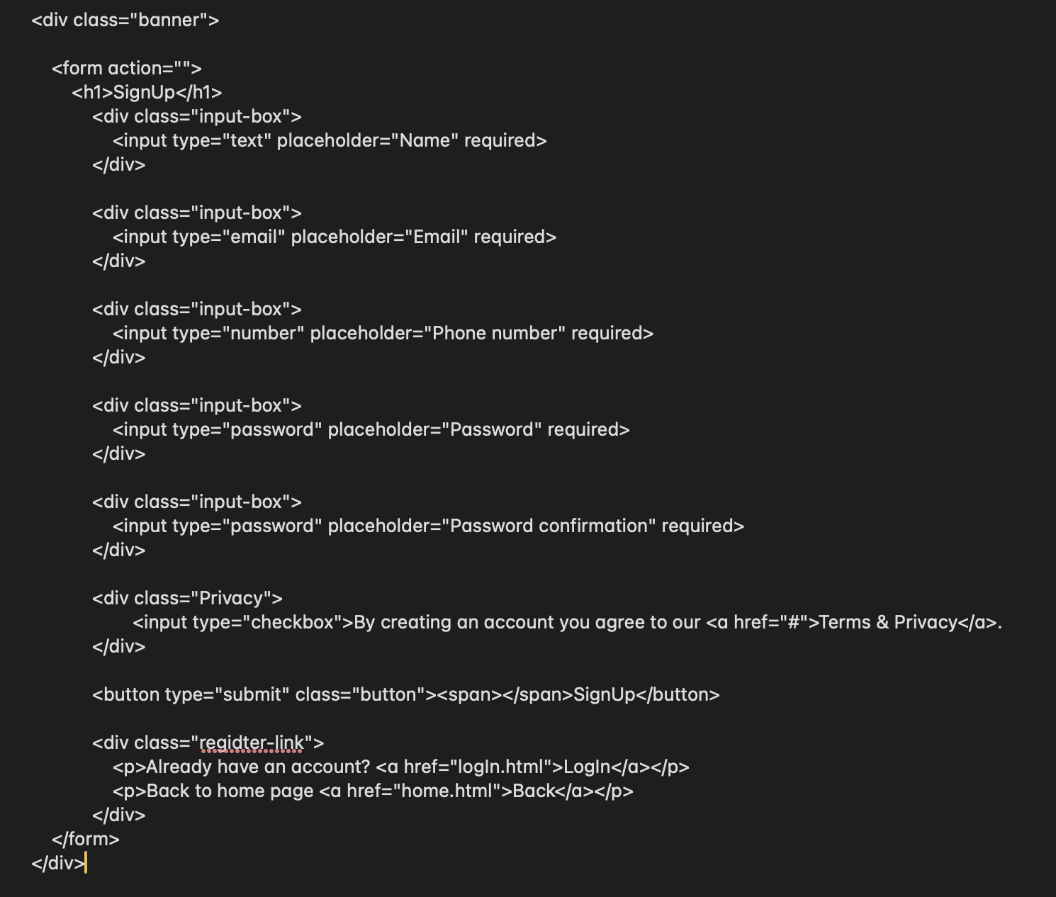 Solved help write a validaction javascript from this for | Chegg.com