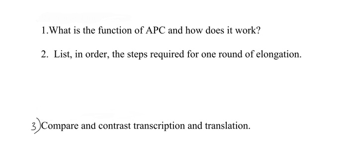 Solved 1. What is the function of APC and how does it work? | Chegg.com
