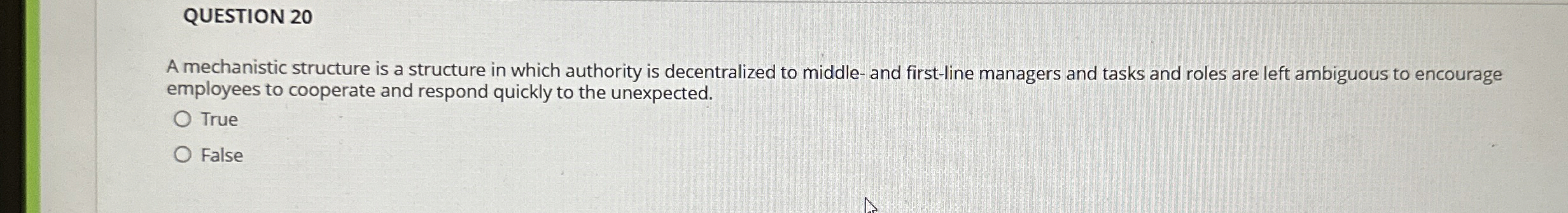 Solved QUESTION 20A mechanistic structure is a structure in | Chegg.com