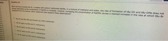 Solved Qu33 whe r we methode NOM, in a mixture of methanol | Chegg.com