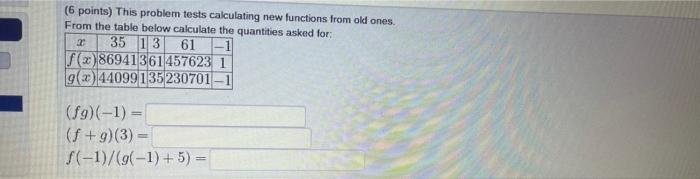 Solved (6 points) This problem tests calculating new | Chegg.com