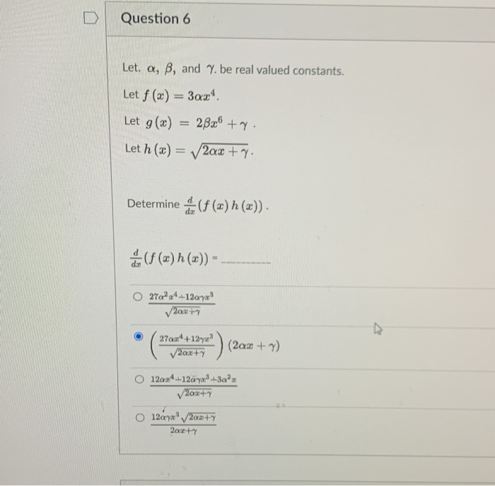 Solved D Question 6 Let. a, b, and 7. be real valued | Chegg.com