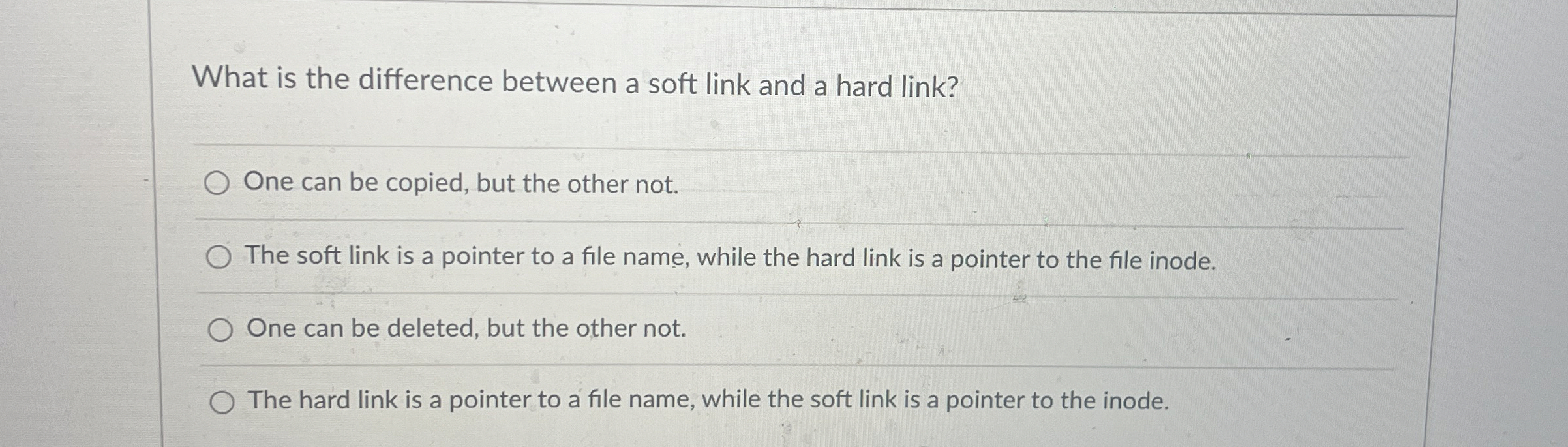 Solved What is the difference between a soft link and a hard | Chegg.com