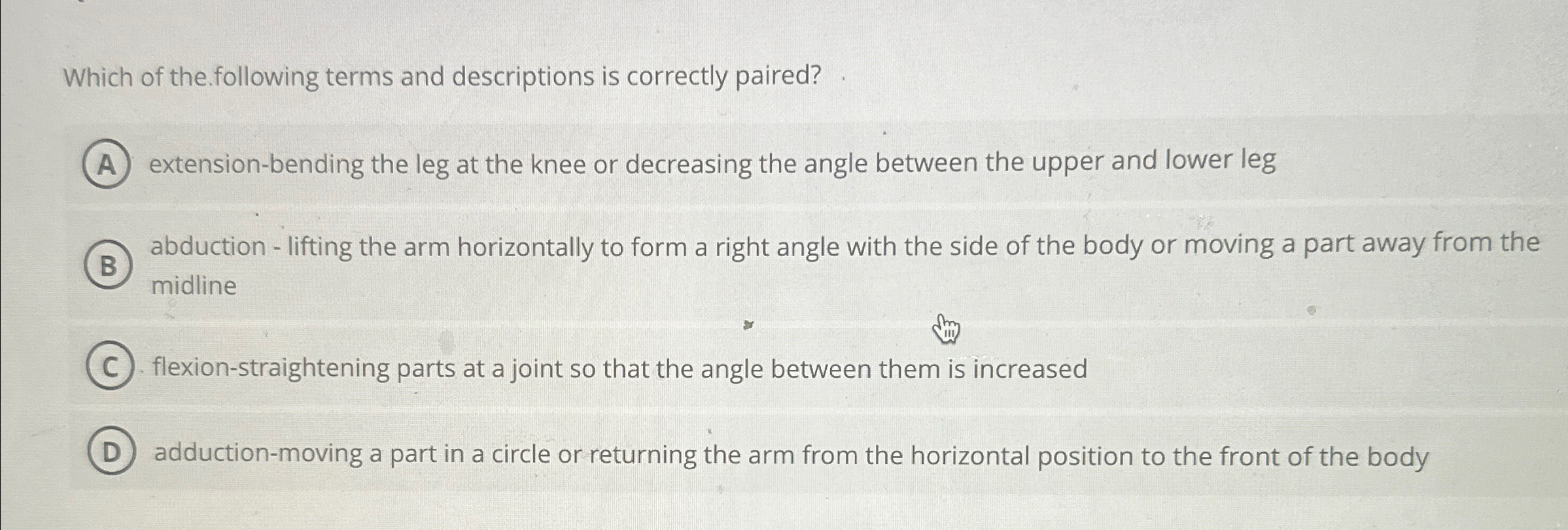 Solved Which of the.following terms and descriptions is | Chegg.com