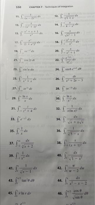 Solved 550 CHAPTER 7 Techniques of integration 11. 1 - 2 | Chegg.com